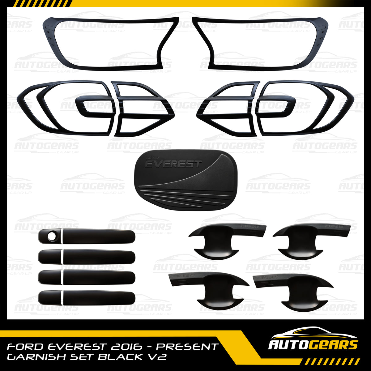 Ford Everest (2016 - 2022) Matte Black Garnish Set V1 – Autogears PH