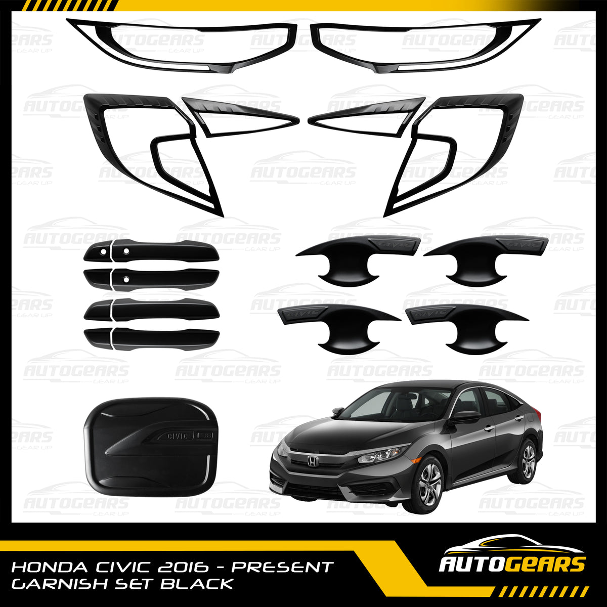 Honda Civic (2016 - 2021) Matte Black Garnish Set – Autogears PH